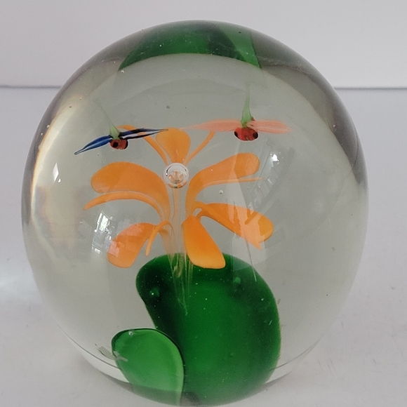Accents | Rare Vintage Hand Blown Oval Glass Paperweight With ...